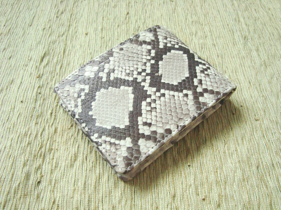 Snakeskin Leather Wallet Men - Leather Gray Wallet - Bifold Leather ...
