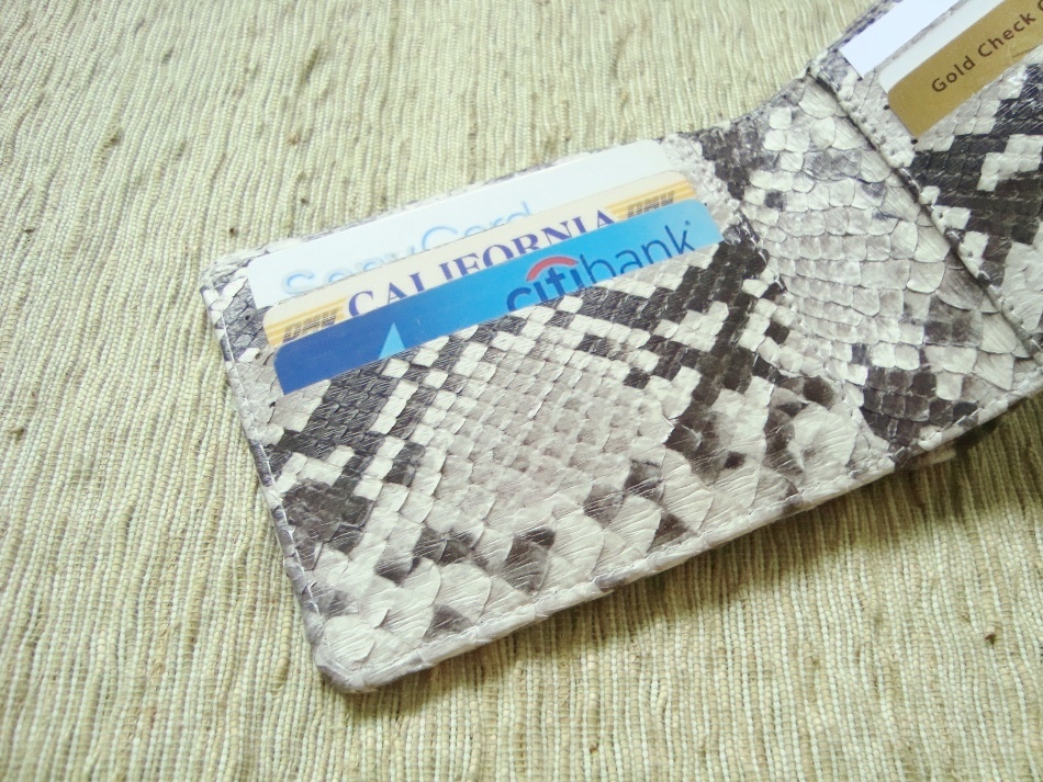 Snakeskin Leather Wallet Men - Leather Gray Wallet - Bifold Leather ...